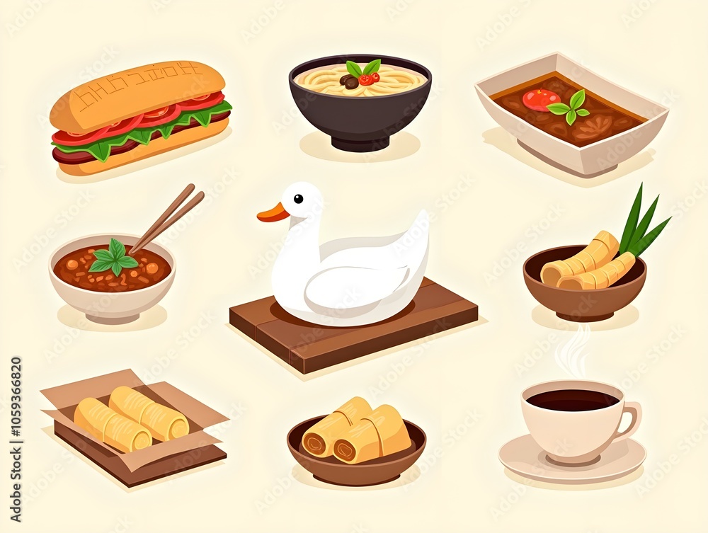 Simple flat cartoon illustration of overlapping images in a collage of ...