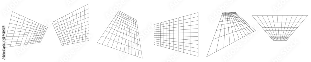 Geometric digital mesh template set. Minimalistic grid made of black ...