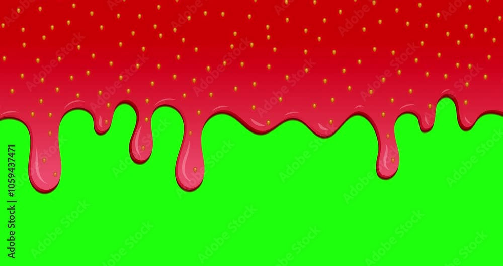 Realistic drops of strawberry jam animation. Strawberry background jam ...