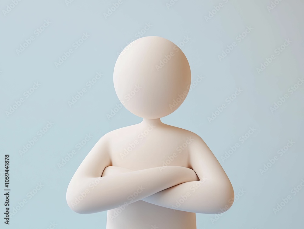 Single figure with crossed arms, expressing defensiveness, shown in 3D ...