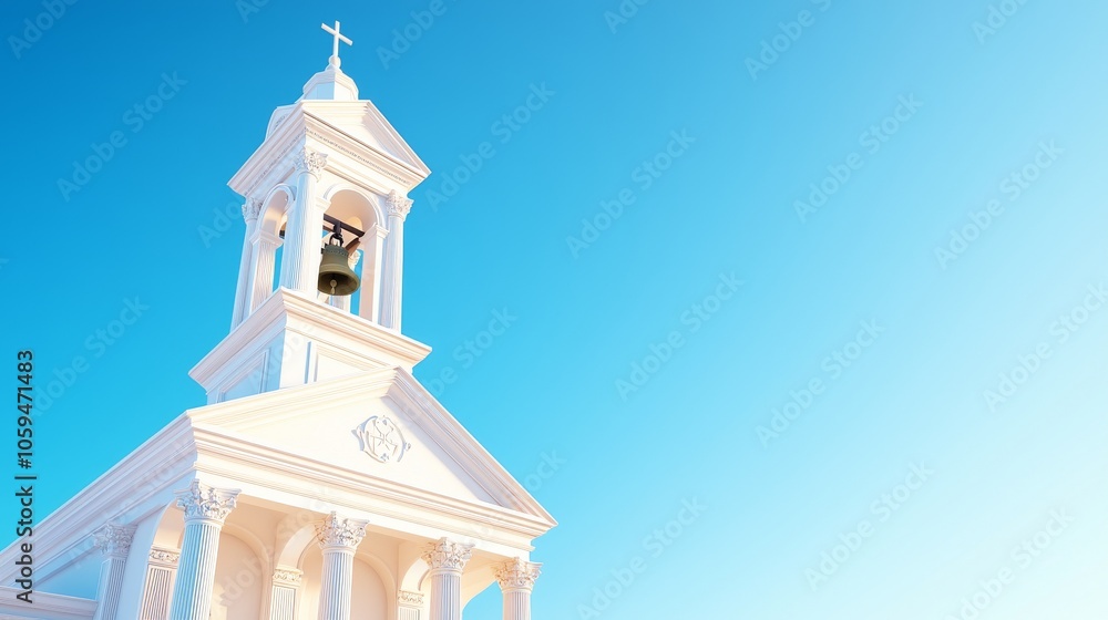 Majestic 3D Rendering of a Renaissance Church Featuring Tall Bell Tower ...