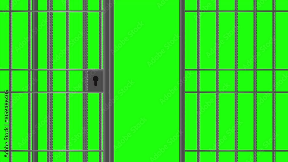 Opening jail door animation. Closed jail bars. Prison metal bars ...