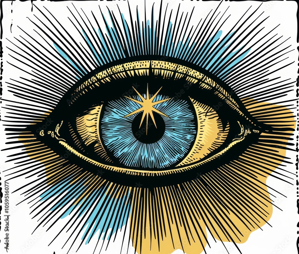 Tattoo flash with eye of Providence. Masonic symbol. All-seeing eye ...