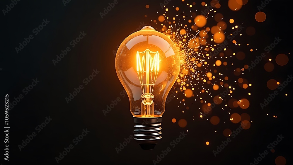 explosion of a traditional light bulb. problems with electricity. Stock ...