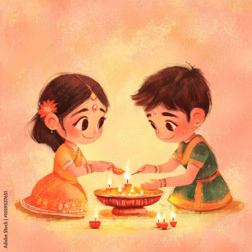 Bhai dooj festival greeting, sister offering puja to his brother ...