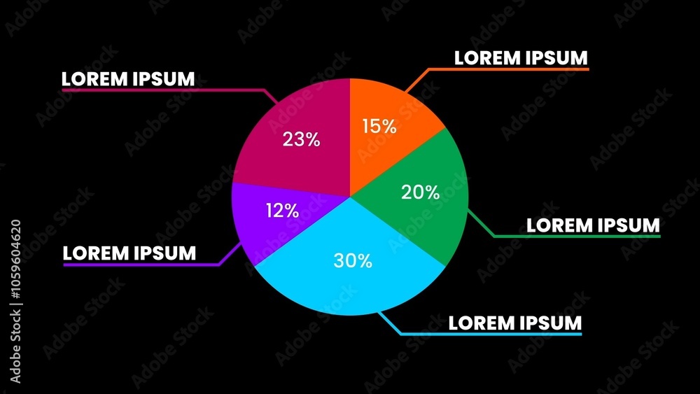 Infographics Pie Chart With Animated Values Stock Template | Adobe Stock