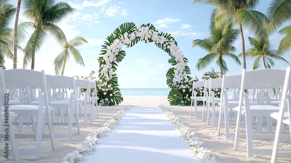 Luxury Tropical Garden Arch with Monstera and Florals A lavish tropical ...