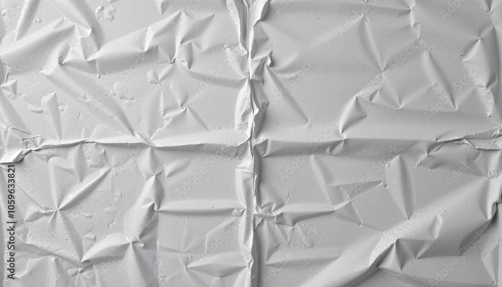 Crumpled white paper texture on a flat surface highlighting subtle ...