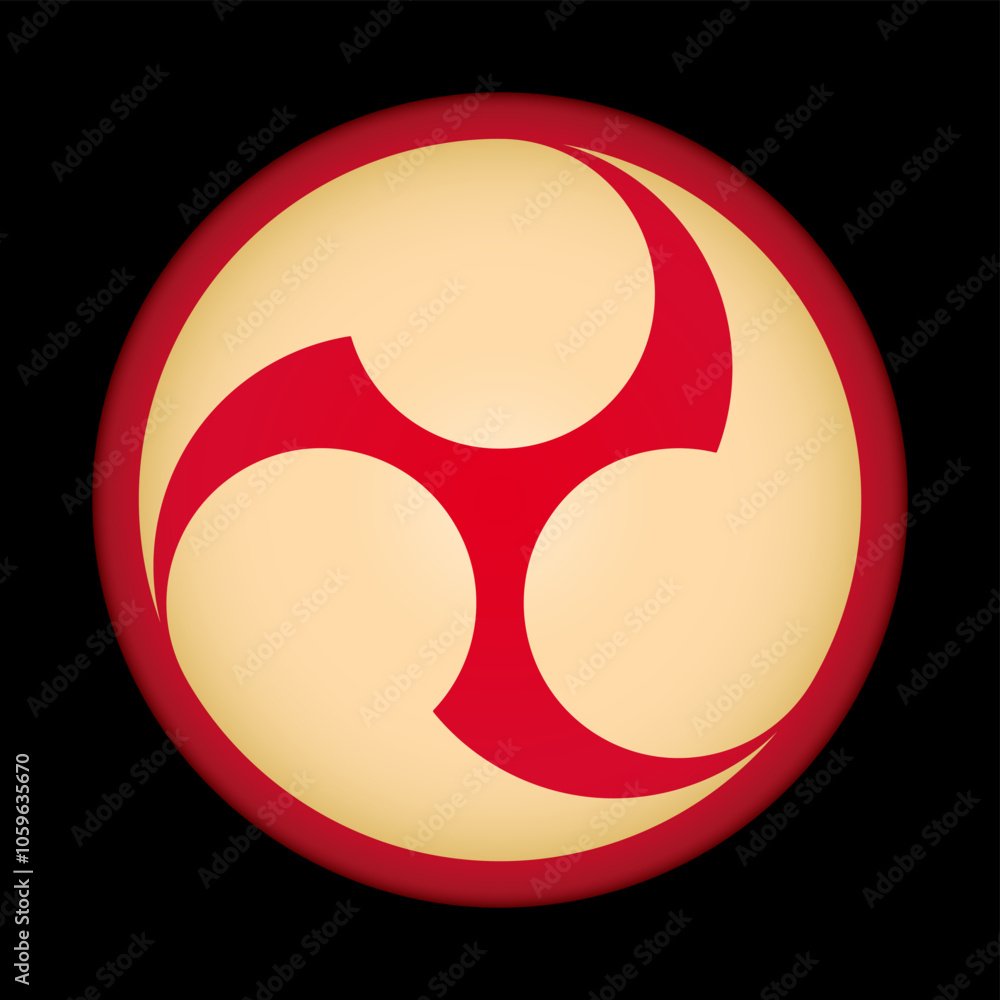 Japanese tomoe design, a comma-like swirl symbol and taiko drum pattern ...