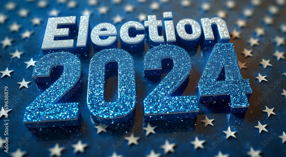 Exciting visual for 2024 election.. A vibrant display features the year ...