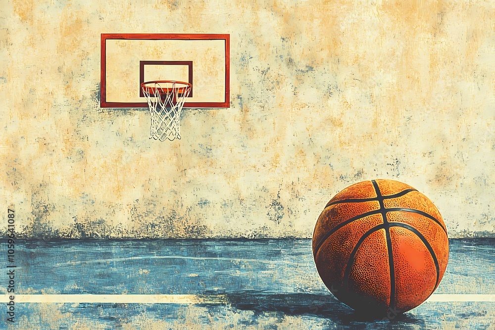 Basketball-themed backdrop , with rich colors and subtle shading, ideal ...