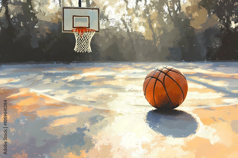 Basketball-themed backdrop , with rich colors and subtle shading, ideal ...