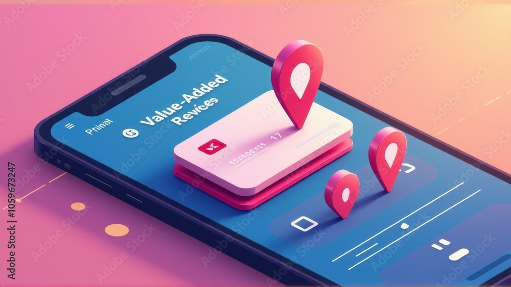 Mobile Phone with Location Pins and Credit Card Interface Stock ...
