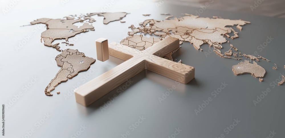 Global Mission of the Holy Cross: World Map and Evangelism Stock Photo ...