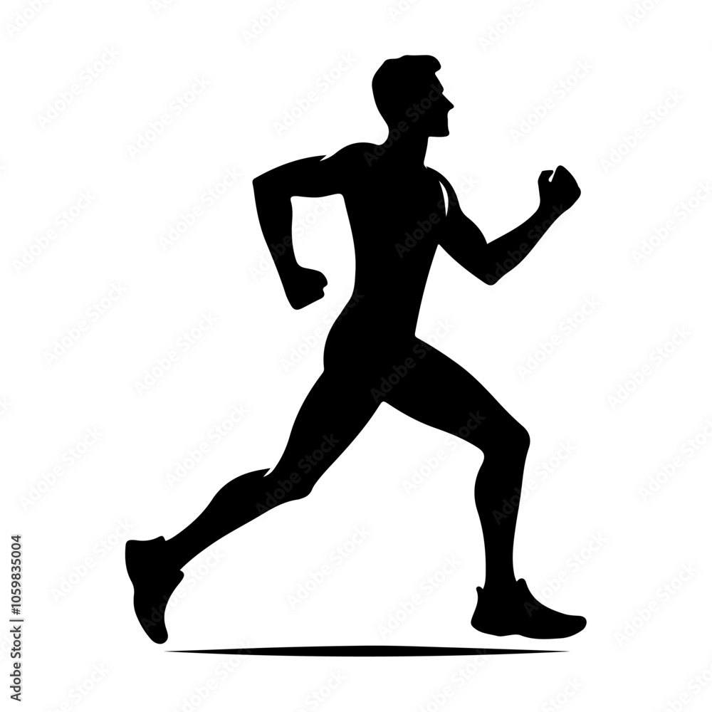 Running man silhouette vector. The running ancient human. Run, side ...