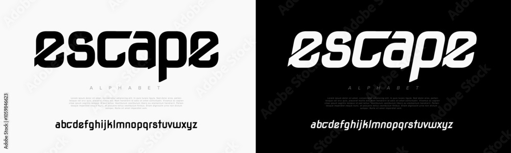 Escape creative modern geometric urban alphabet font. Digital abstract ...