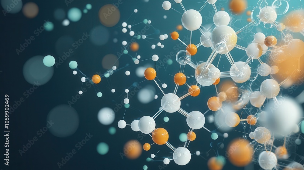 Visual representation of organic molecules reacting, chemical bonds ...