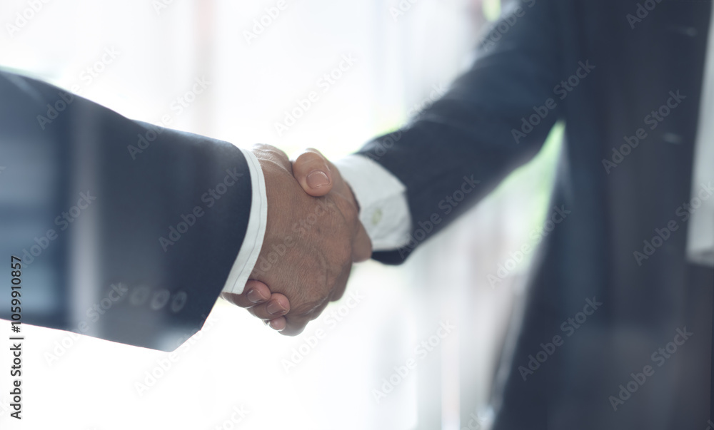 Business handshake and successful business deal. Two business people ...