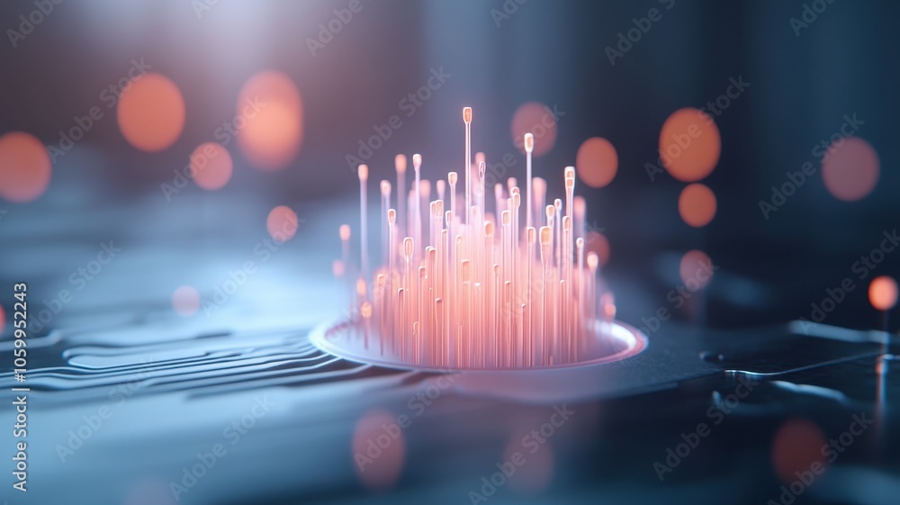 A vibrant representation of digital data visualization with luminous ...