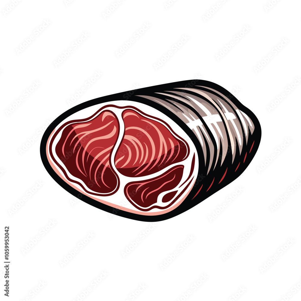 Create a vector illustration of a pork shoulder, showcasing its ...