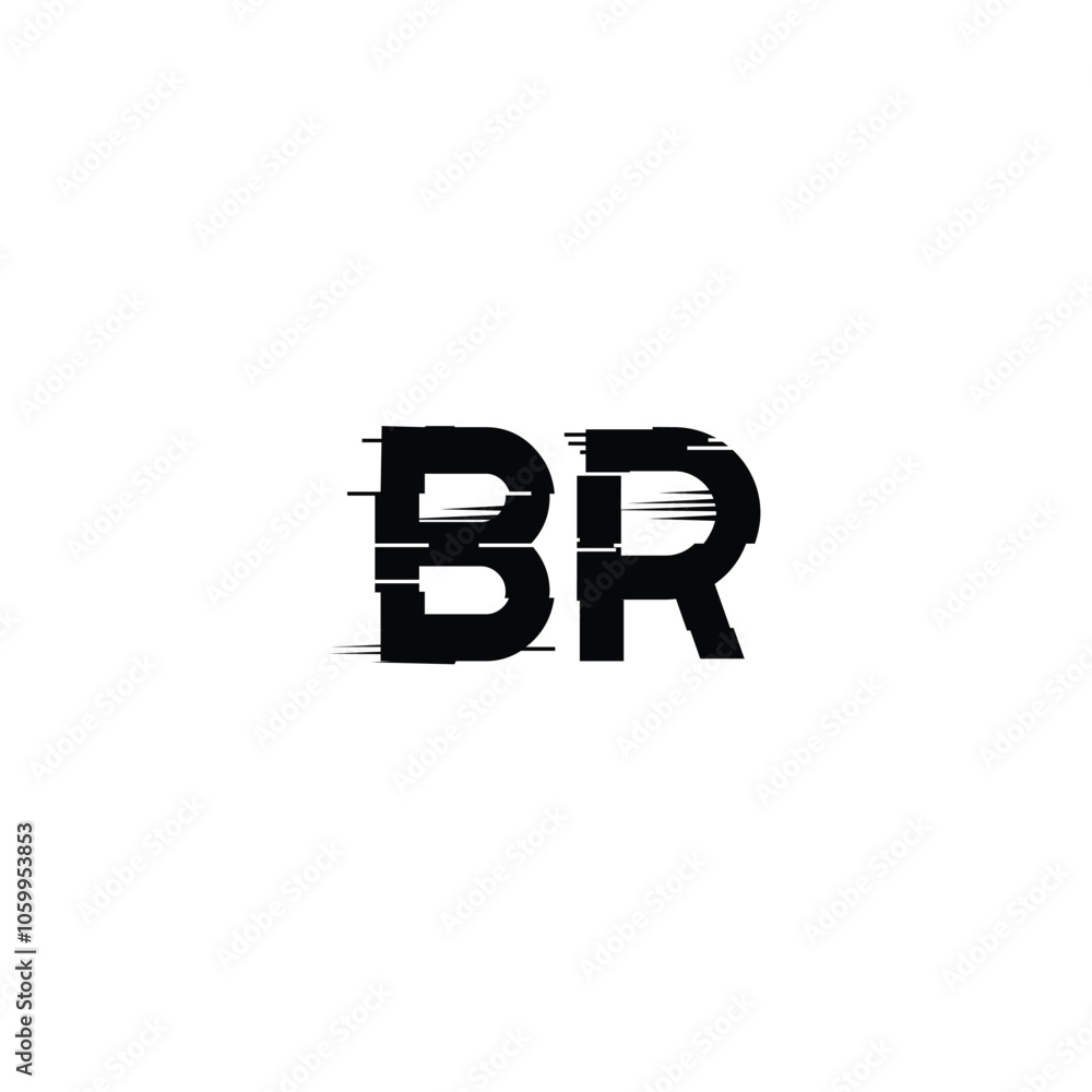 BR monogram logo design letter text name symbol monochrome logotype ...