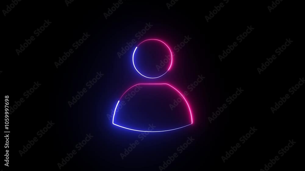 Avatar user profile icons. neon profile icon. Neon glowing user icon ...