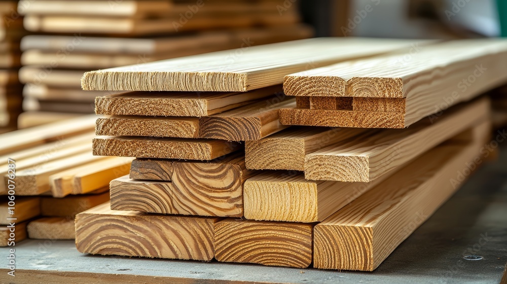 Stack of Wood Lumber with Different Types of Joints for Construction ...