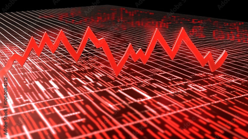 Graph depicting inflation and deflation trends over time on a digital ...