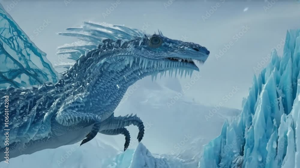 ice dragon illustration monster blue footage design power fantasy ...