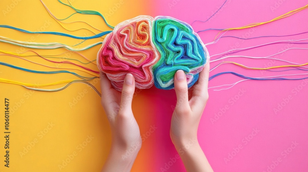 The science of gratitude, depicted as a person holding a brain model ...