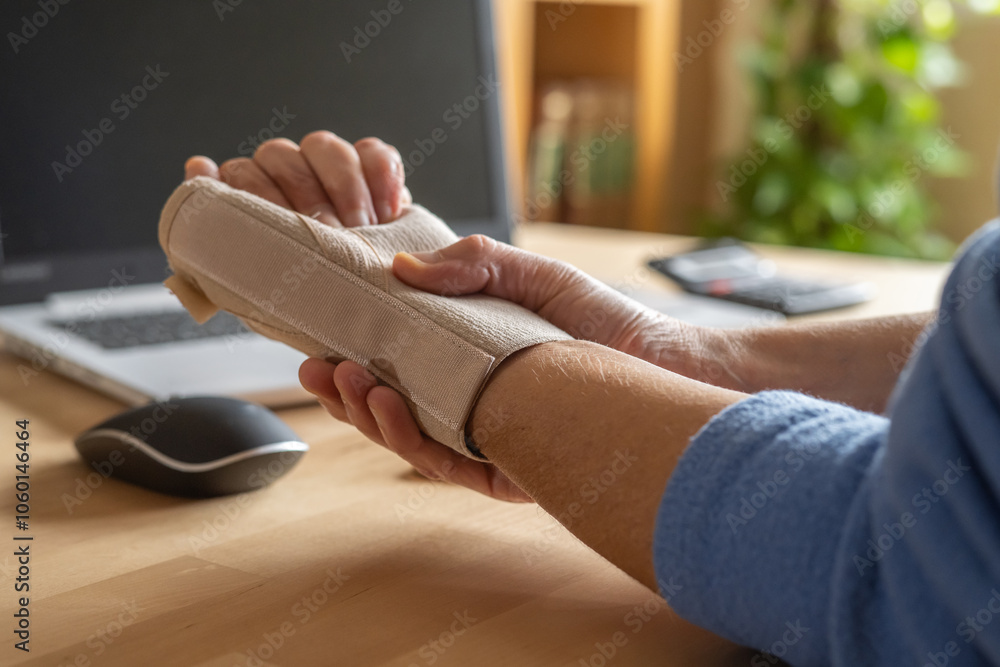 Office Worker Experiencing Hand Injury And Wrist Pain From Long Hours ...