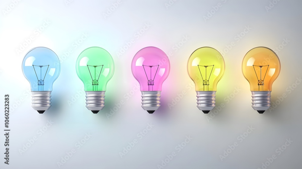 Colorful bulbs illuminate ideas in modern design and creativity spaces ...