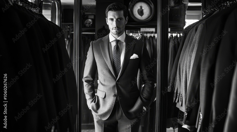 Confident Gentleman Trying on Bespoke Suit in a Luxurious Setting ...
