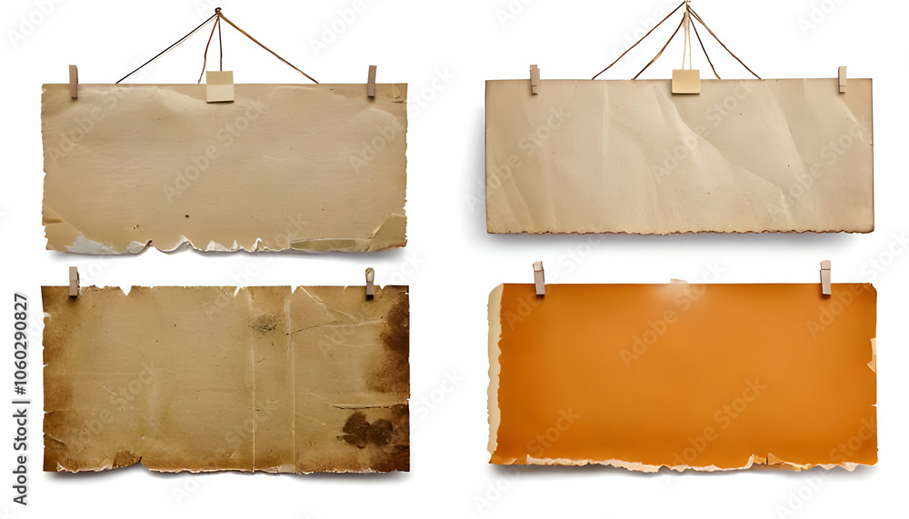 old torn and grunge poster paper sheet announcement sign hanged as ...