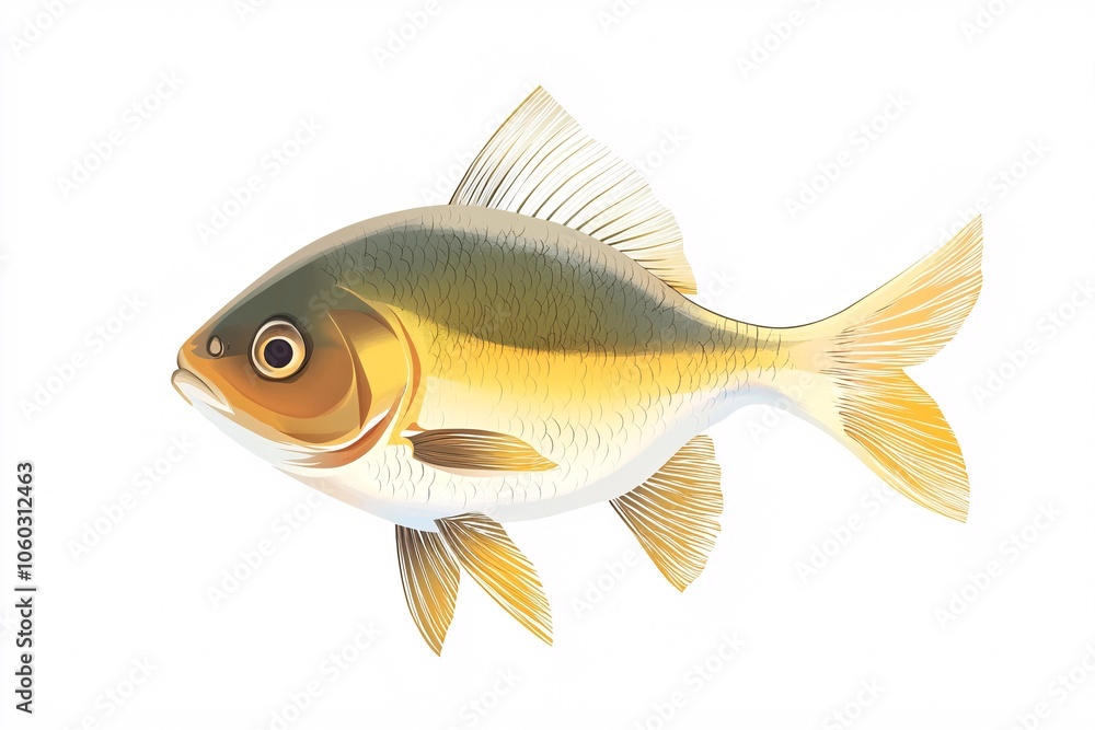 Plump chub fish illustration showcased from the front, highlighting its ...