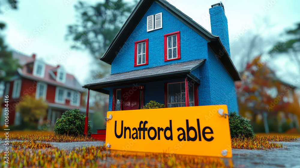 Real Estate Market Concept with Unaffordable House Price Tag Showing ...
