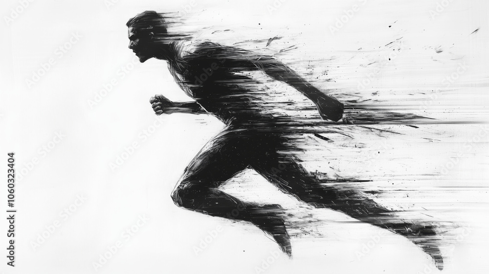 Dynamic pencil sketch of a runner conveying speed with artistic motion ...