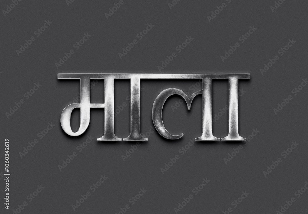 Chrome metal 3D Hindi name design of Mala on grey background in Hindi ...