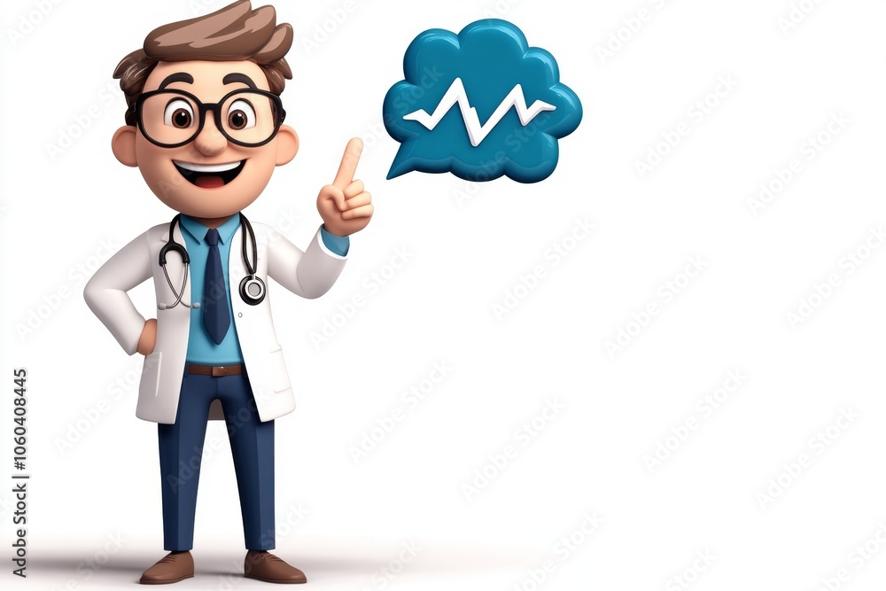 a 2D cartoon illustration of a doctor explaining health benefits with a ...