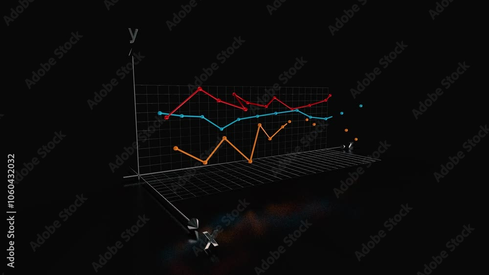 XYZ line Graph and Chart 3D animation, suitable for financial reports ...