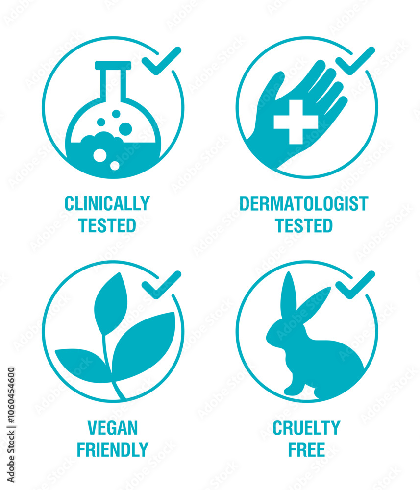 Icons set for labeling of cosmetics, general pictograms in monochrome ...