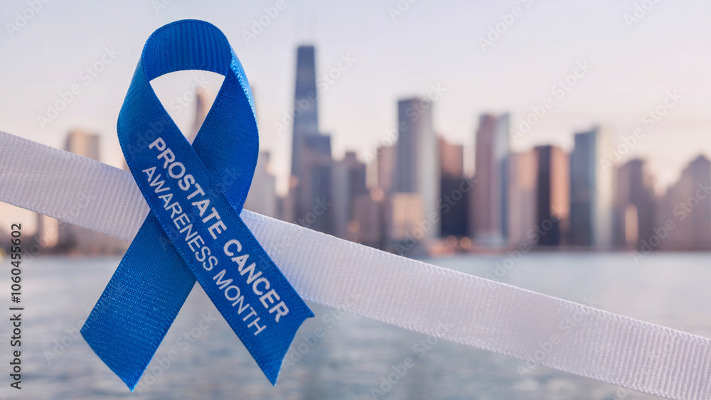 blue bow and city background, Blue November campaign, prevention and ...
