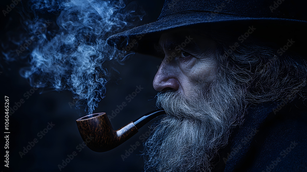A Mysterious and Secretive Figure in Shadows, Cloaked and Smoking a ...