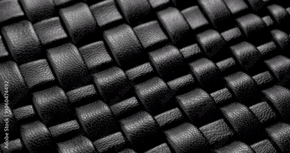 Black Leather Woven Texture. Close-up of a black leather woven pattern ...