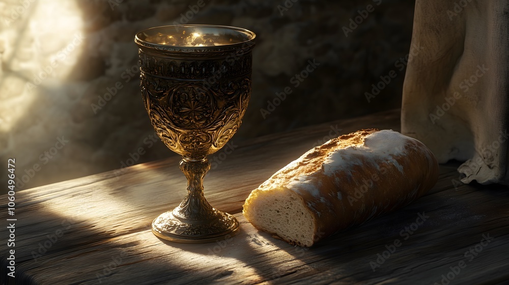 Holy Communion Elements: Sacred Christian Bread and Wine in Divine ...