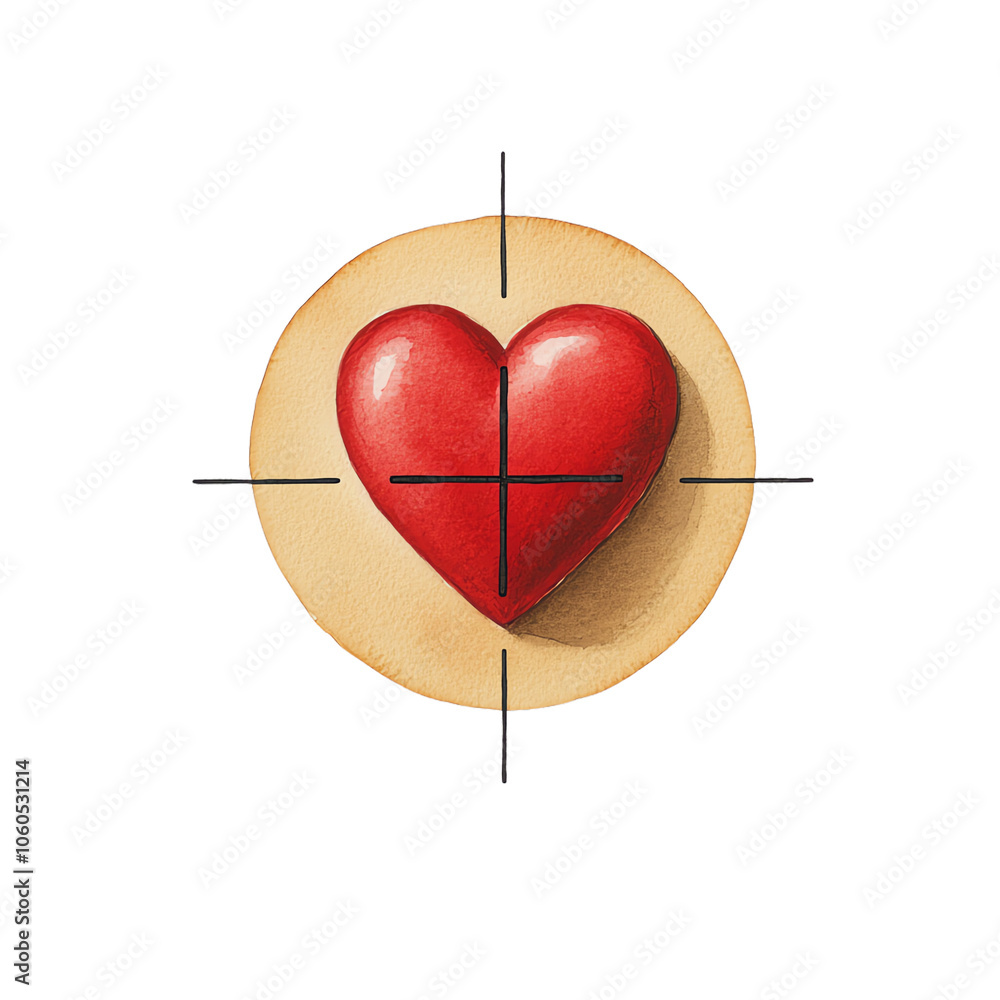 Targeted heart symbol in a crosshair, representing love and focus ...