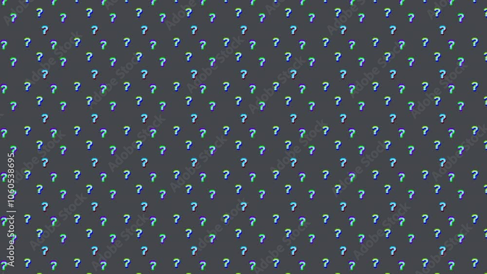 Cartoon Pixel Art question mark pattern with glitch style shiver on ...