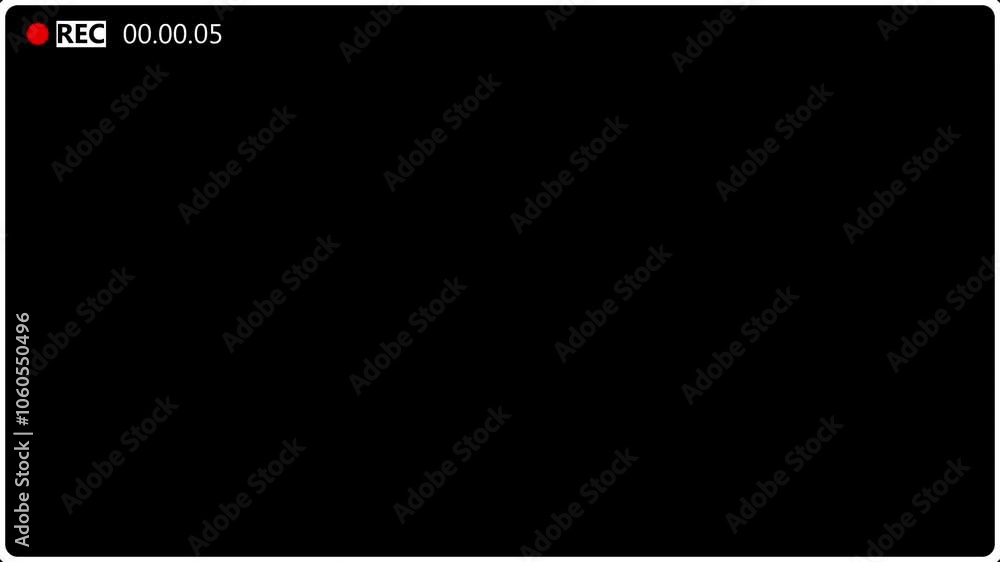 Camera recording screen, viewfinder on black background. Videocassette ...