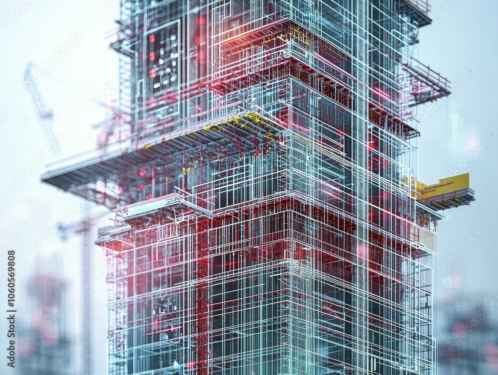A digital twin showcases a skyscraper's construction, featuring ...