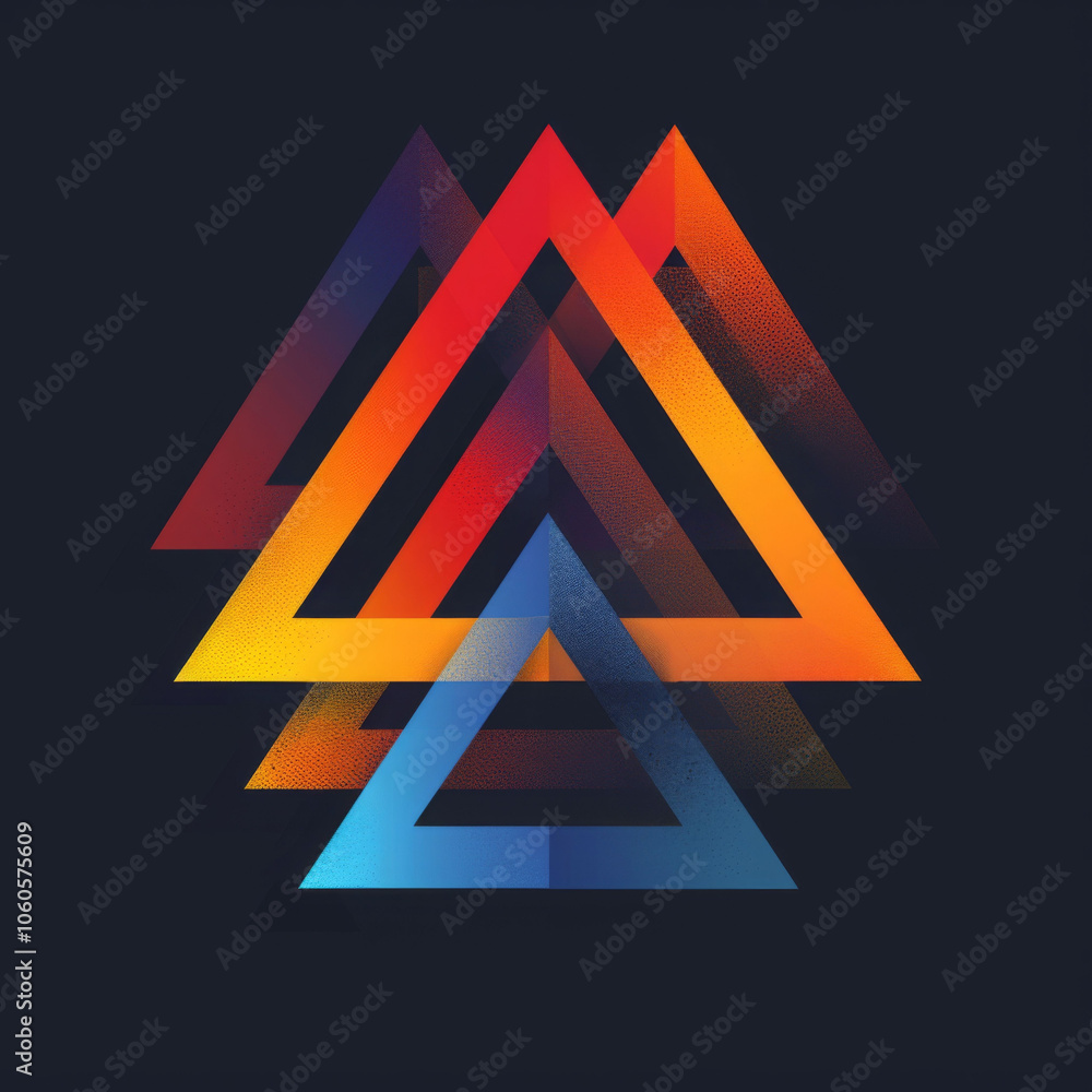 Vibrant gradient triangles create striking visual effect against dark ...
